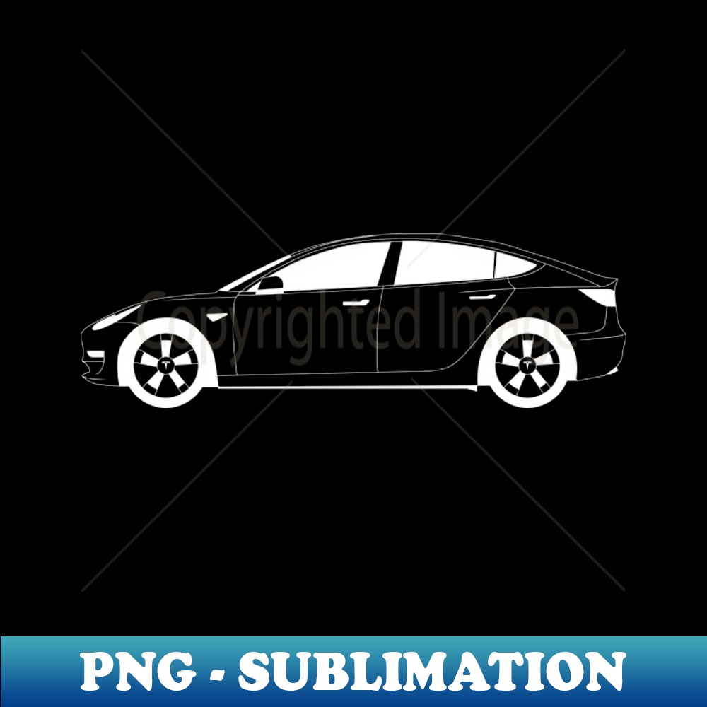 Tesla Model 3 White Outline - Instant PNG Sublimation Downlo | Inspire ...