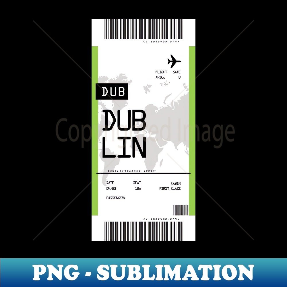 DUBLIN Boarding Pass DUB - PNG Sublimation Digital Download - Inspire ...