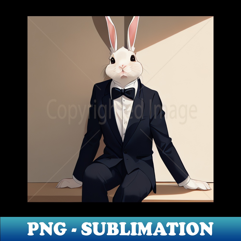 Tuxedo Bunny Rabbit Sitting - Retro PNG Sublimation Digital | Inspire ...