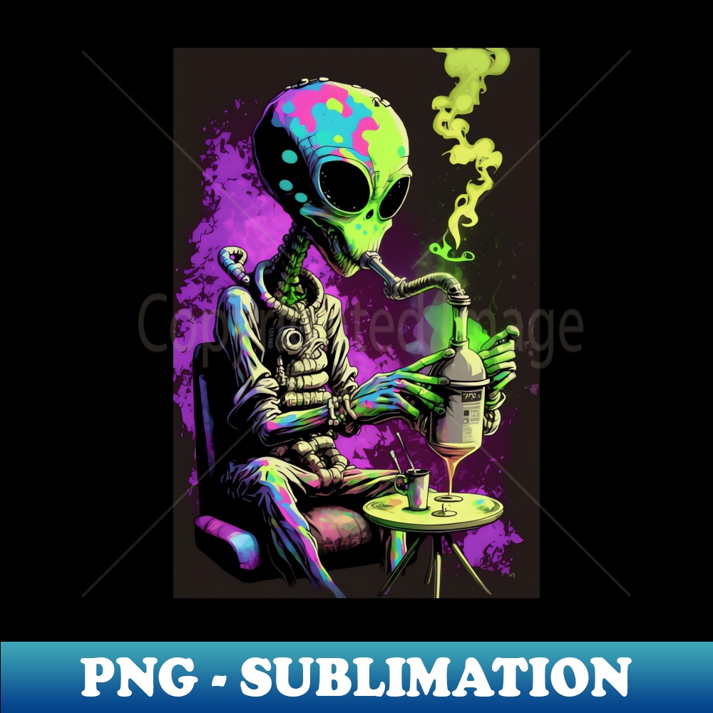 Hookah smoking alien - Special Edition Sublimation PNG File | Inspire ...