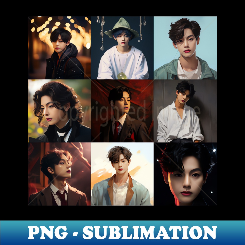 V BTS AI generated image collage portraits - Sublimation-Rea - Inspire Uplift