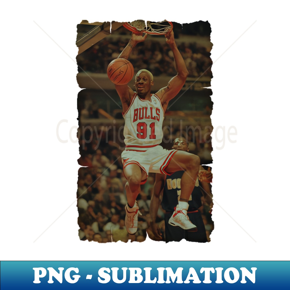 Dennis Rodman Hanging In The Basketball Hoop - Modern Sublim | Inspire ...