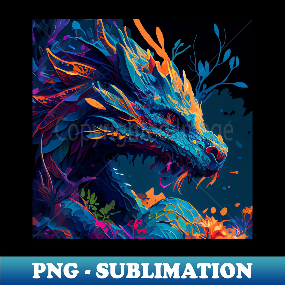 Blue wise dragon - Retro PNG Sublimation Digital Download - | Inspire ...