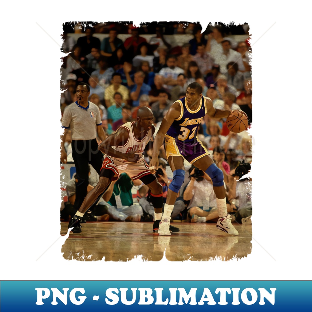 Michael Jordan vs Magic Johnson 1990 - Sublimation-Ready PNG | Inspire ...