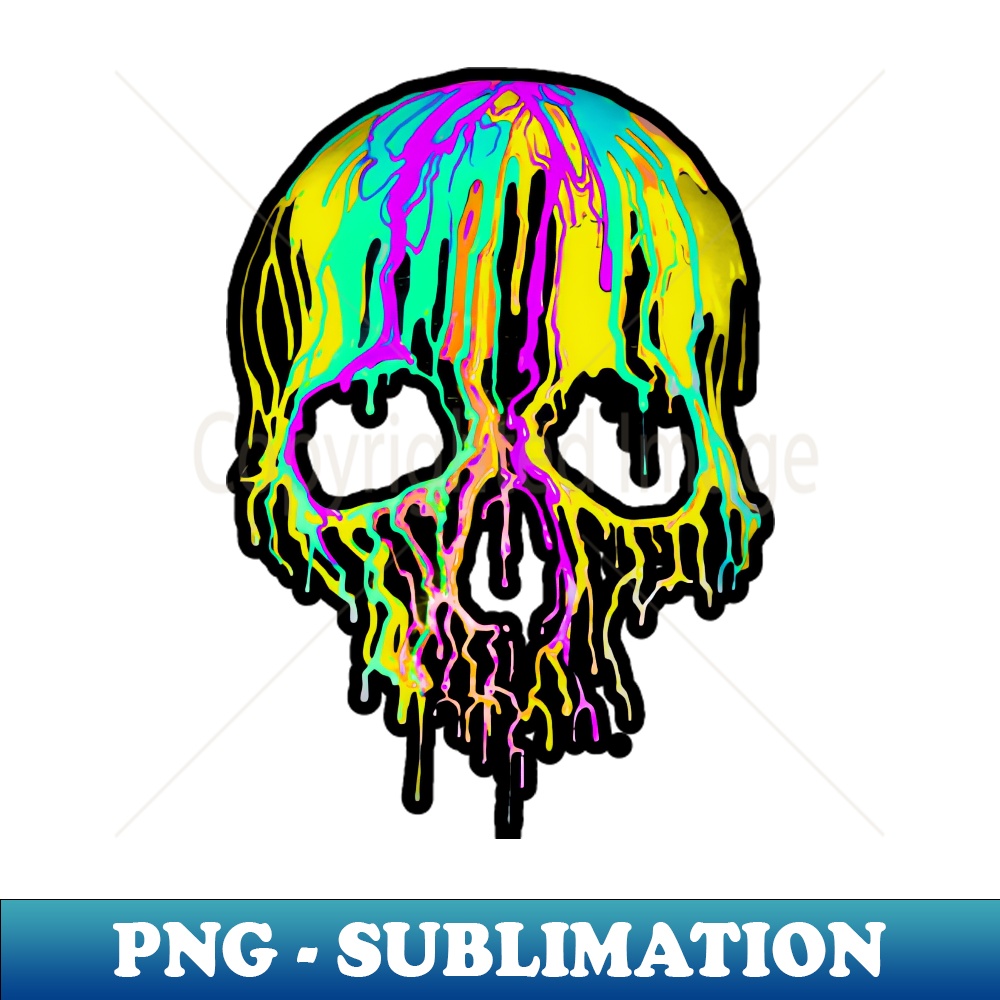 Paint Dripping Skull Art Colorful Yellow Bright Neon Design | Inspire ...