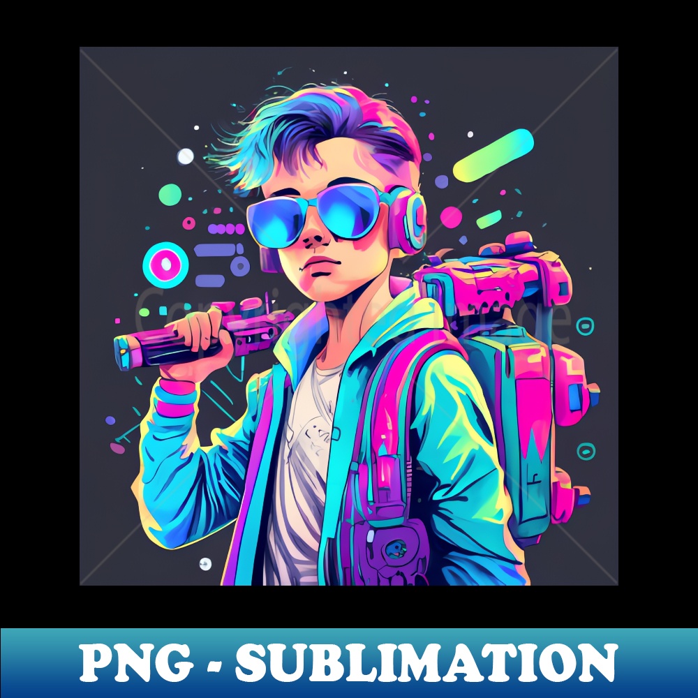 Cool Boy Techno Art - PNG Transparent Digital Download File - Inspire Uplift