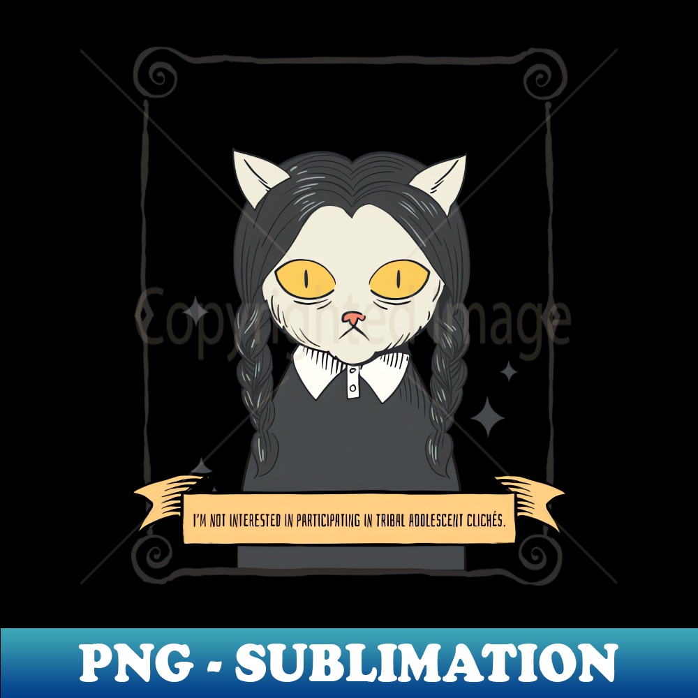 Wednesday Addams Funny Cat - PNG Sublimation Digital Downloa - Inspire ...