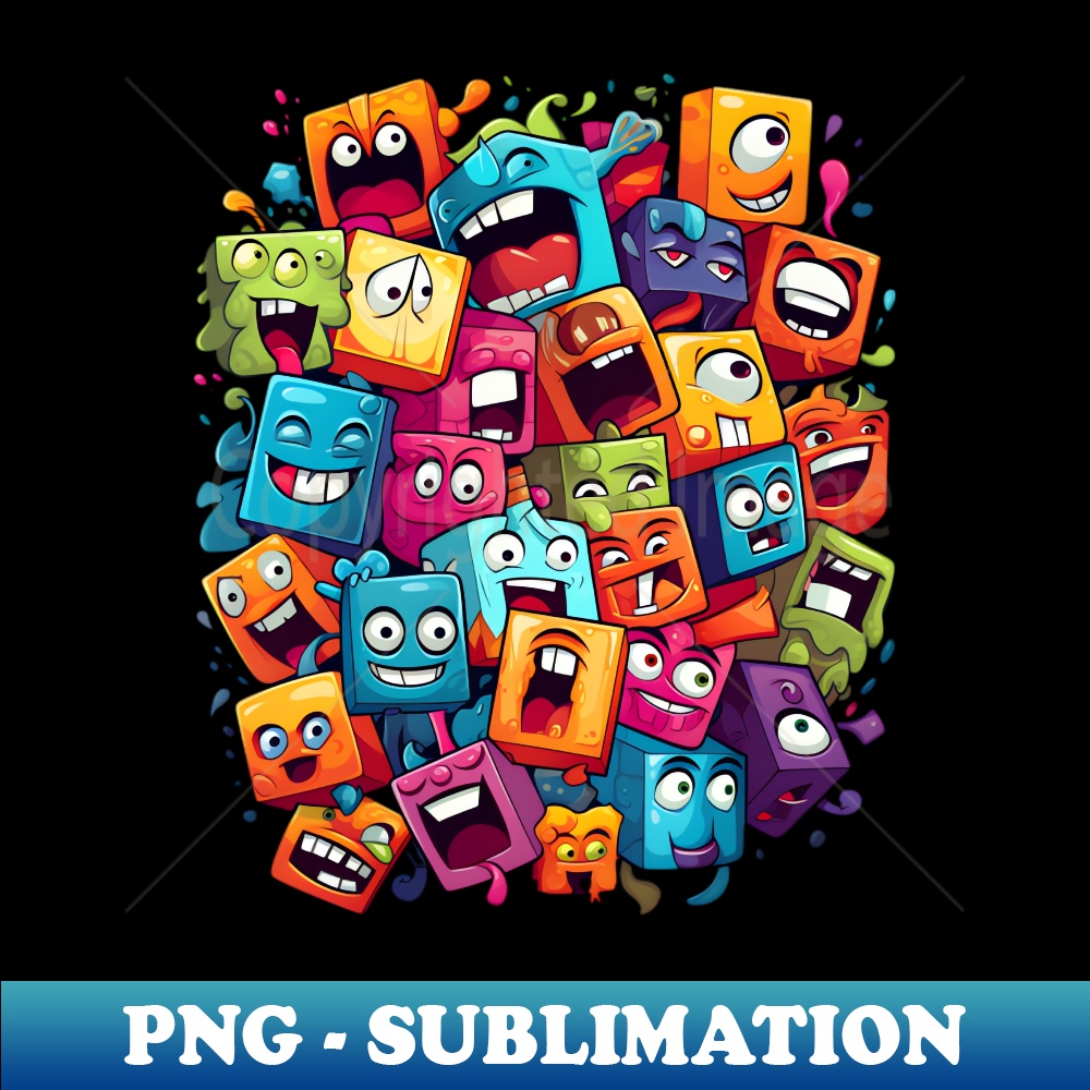 Cartoons funny squares - PNG Transparent Sublimation Design - Inspire ...