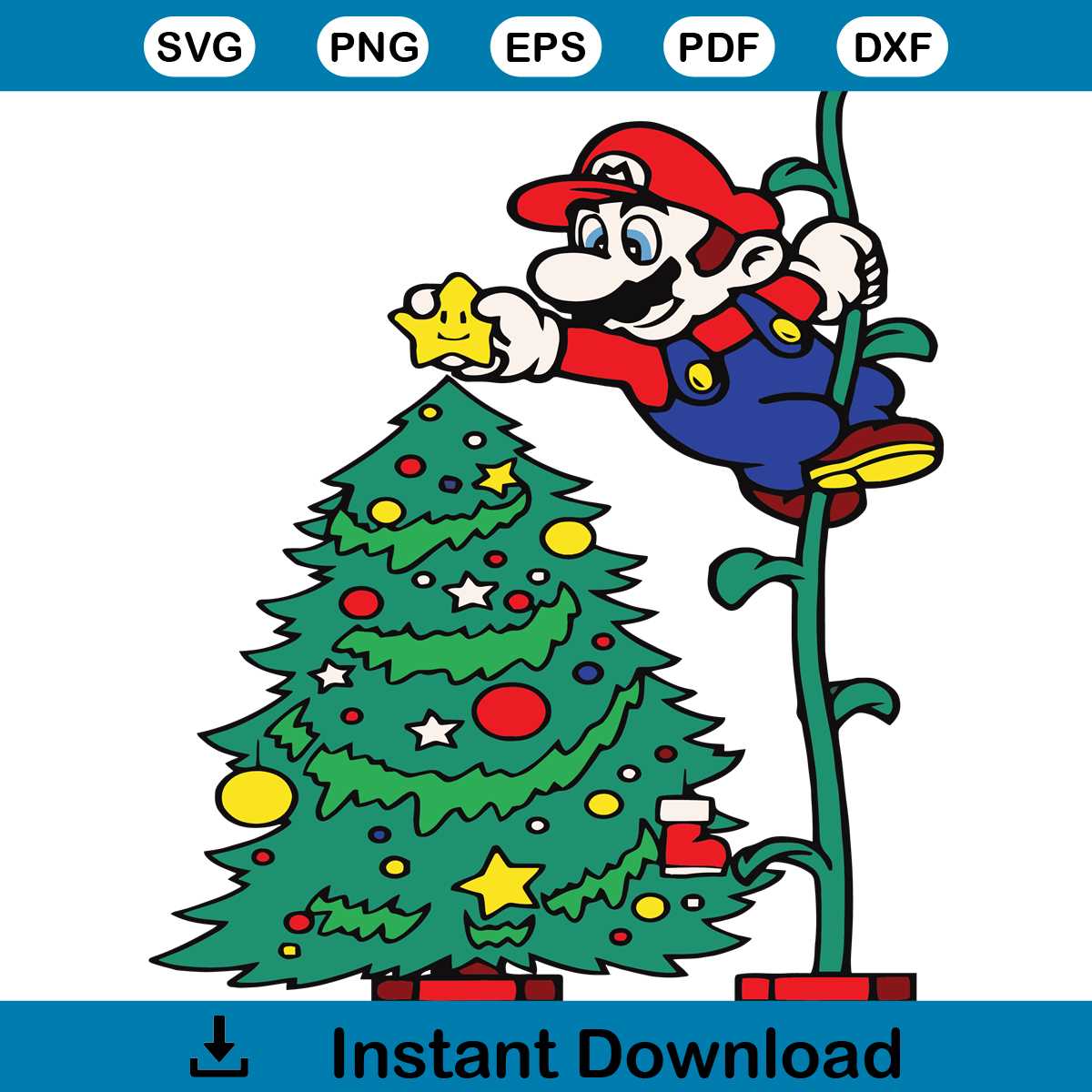 Funny Super Mario Christmas Tree SVG Graphic Design File - Inspire Uplift
