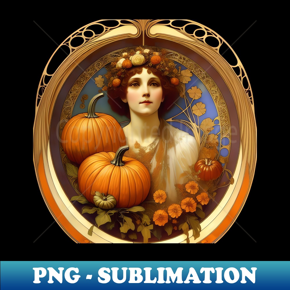 Pumpkin - AI - Art Nouveau - A - Instant PNG Sublimation Dow | Inspire ...