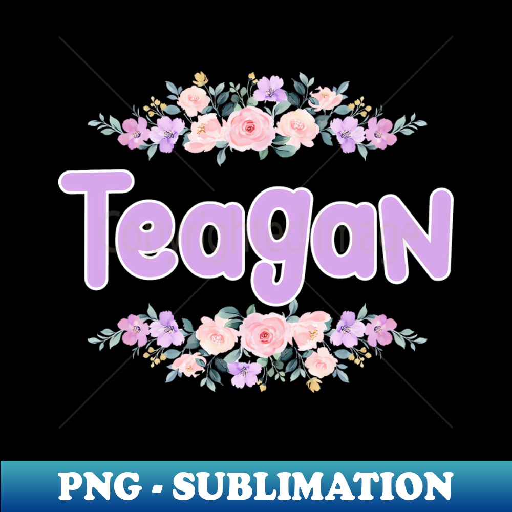 Purple Flower Teagan Name Label - Retro PNG Sublimation Digi - Inspire ...