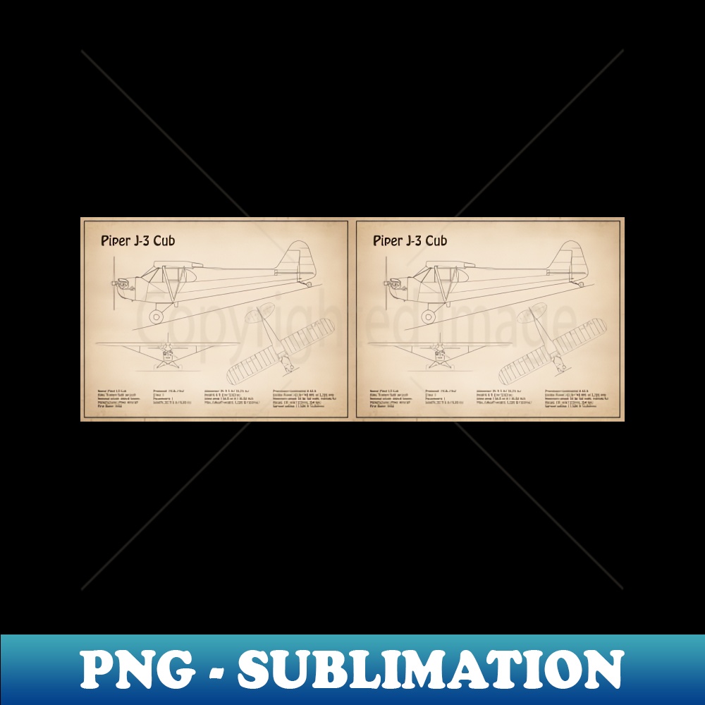2 SIDES PRINT - Piper J-3 Cub - Airplane Blueprint - CSD - V | Inspire ...