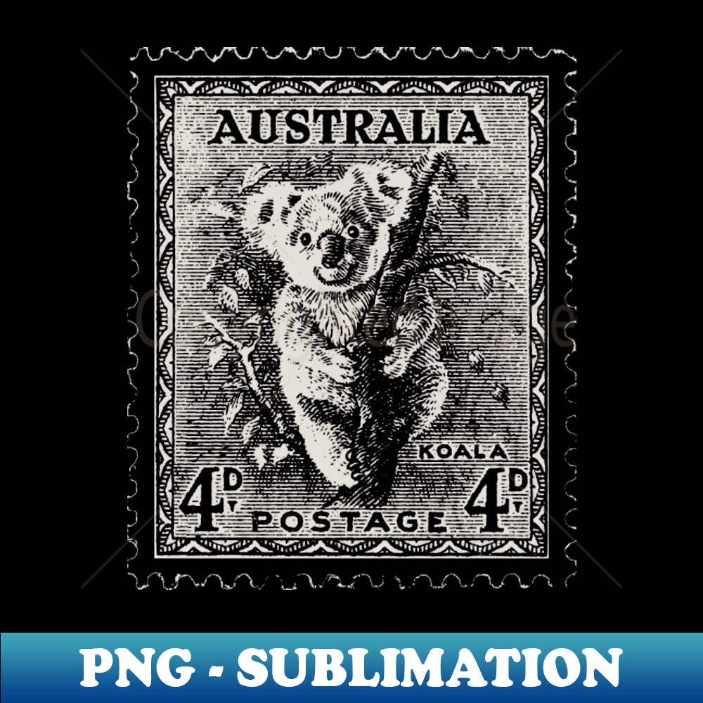 Koala Vintage Australia Stamp - Vintage Sublimation PNG Down | Inspire ...