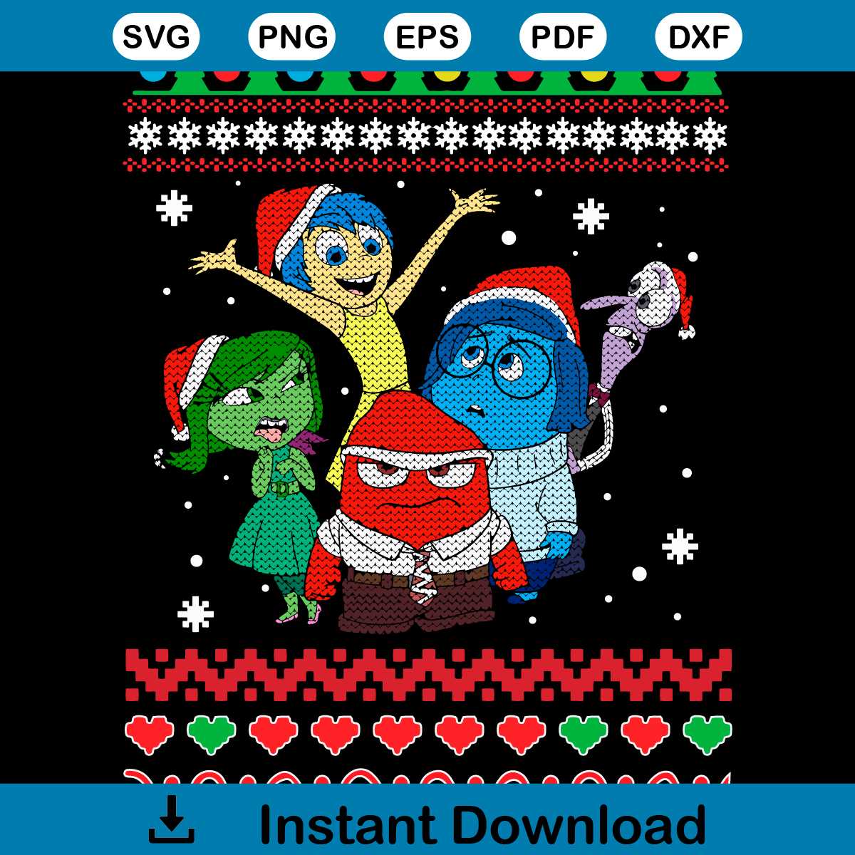 Disney Inside Out Characters Cute Christmas SVG Cricut Files | Inspire ...