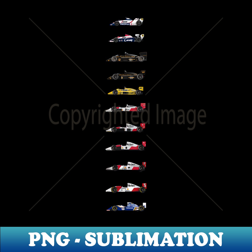 Ayrton Senna - All F1 Cars illustration - Sublimation-Ready | Inspire ...