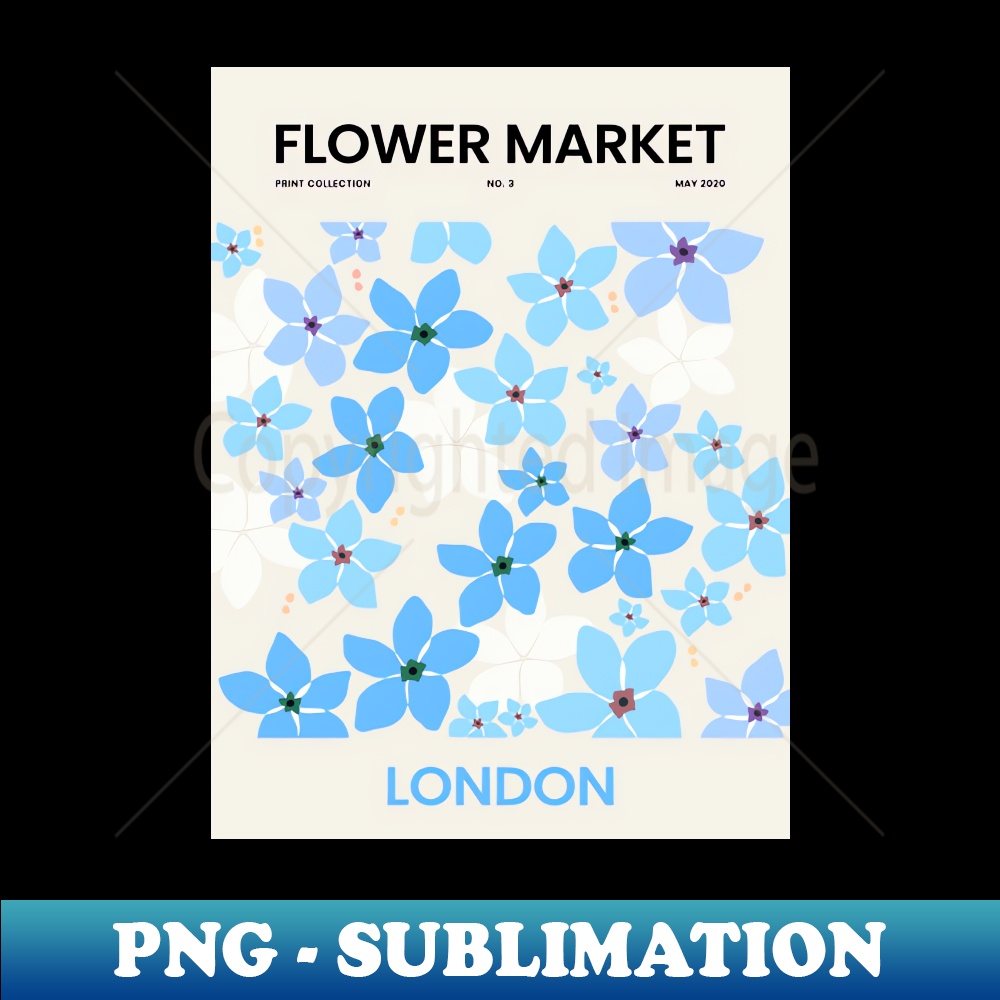 Flower Market Blue White London Illustration - Instant PNG S | Inspire ...