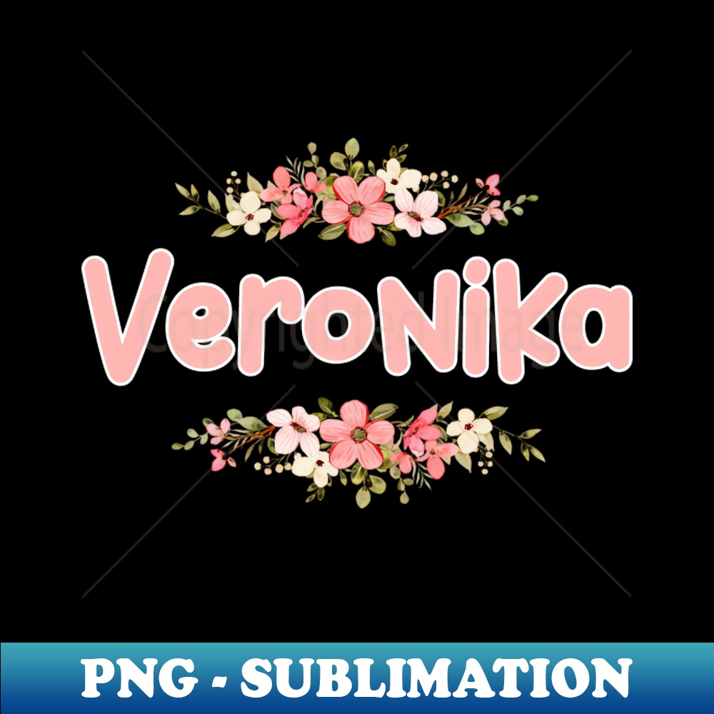 Flower Border Veronika Name Label - PNG Sublimation Digital | Inspire Uplift