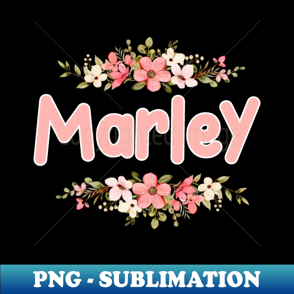 Flower Border Marley Name Label - Decorative Sublimation PNG | Inspire ...