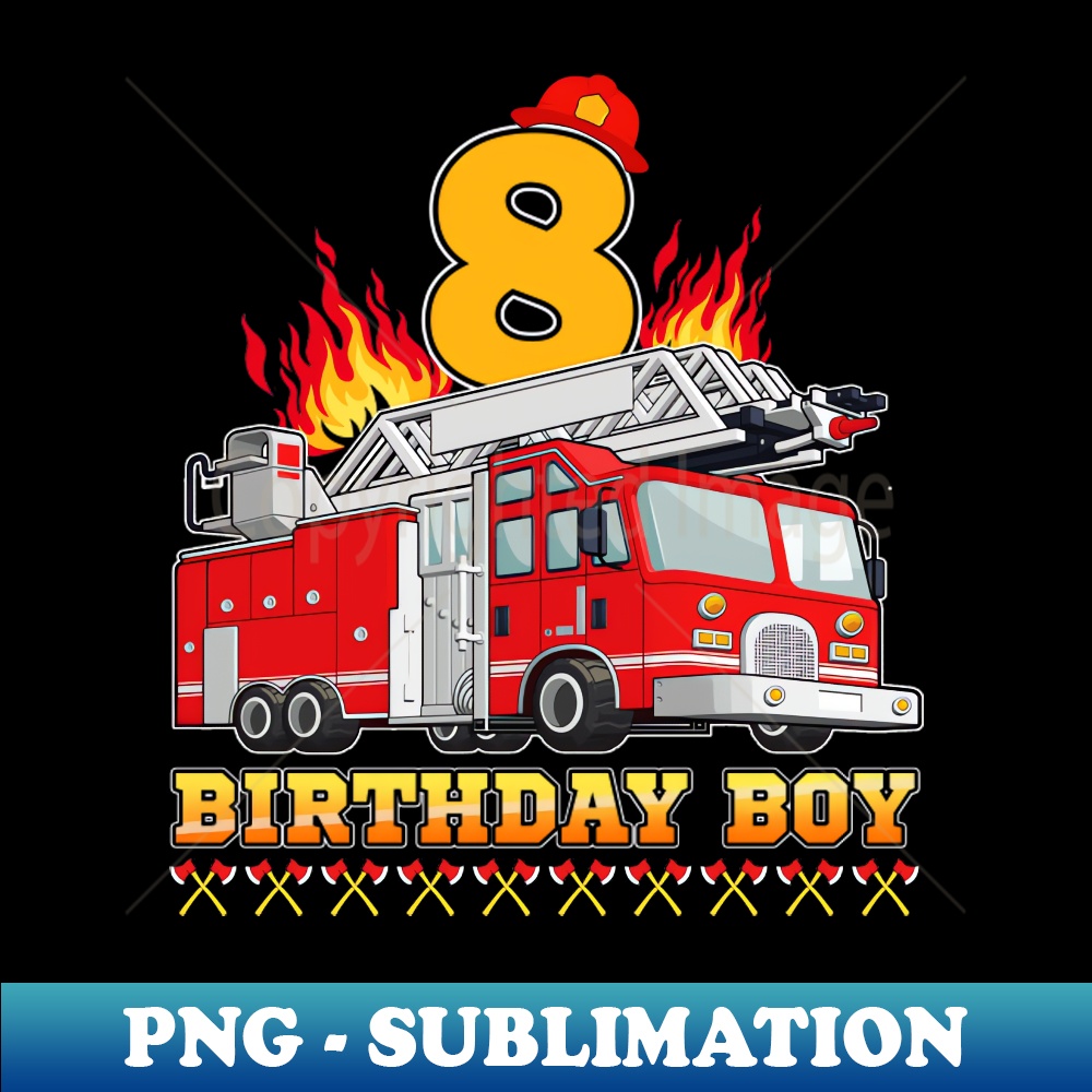 Fire Truck 8th Birthday Boy Firefighter 8 Year Old - Decorat | Inspire ...