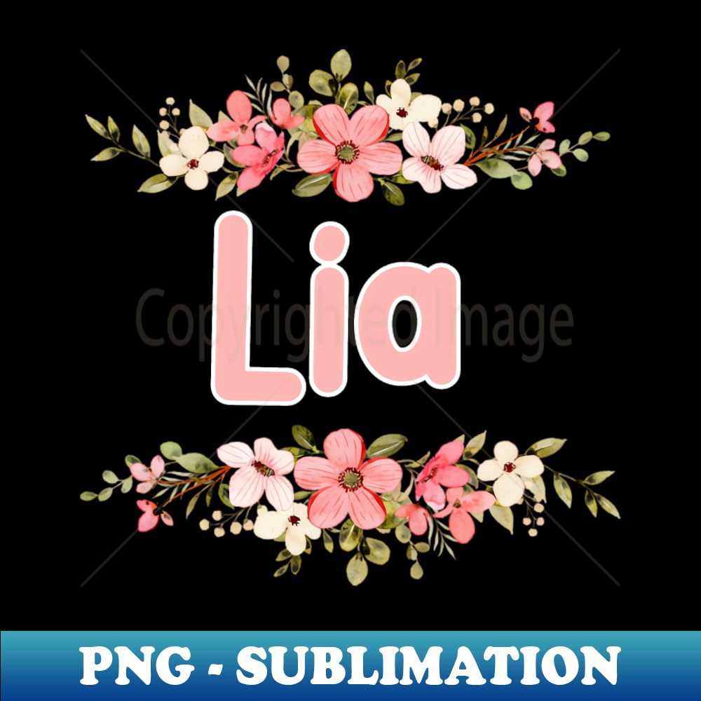 Flower Border Lia Name Label - Exclusive PNG Sublimation Dow | Inspire ...