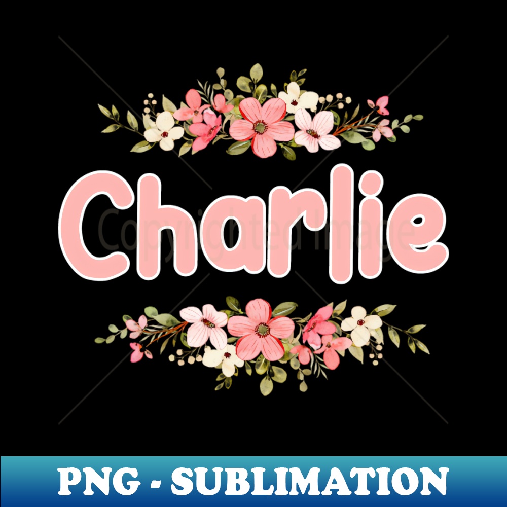 Flower Border Charlie Name Label - Instant PNG Sublimation D | Inspire ...