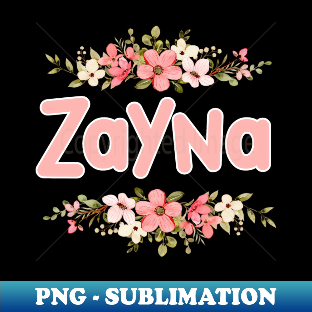 Flower Border Zayna Name Label - Instant PNG Sublimation Dow | Inspire ...