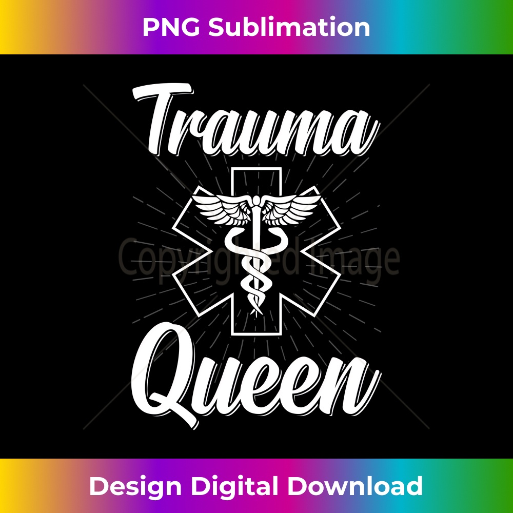 Trauma Queen EMS EMT Paramedic Saying Nurse Women Long Sleev - Inspire ...