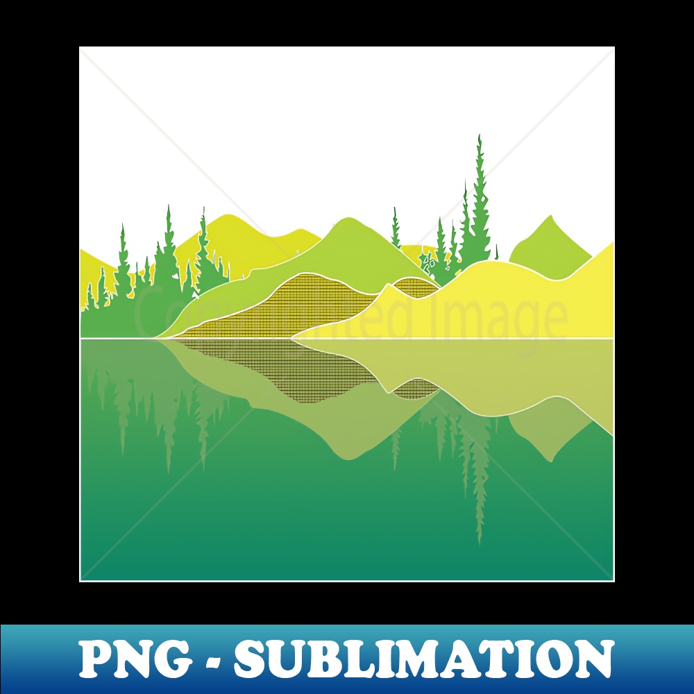 Landscape Vignette Lime Reflection Lake - Exclusive PNG Subl - Inspire ...