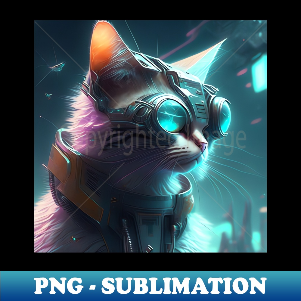 Cyber Cat - Elegant Sublimation PNG Download - Perfect for S - Inspire ...