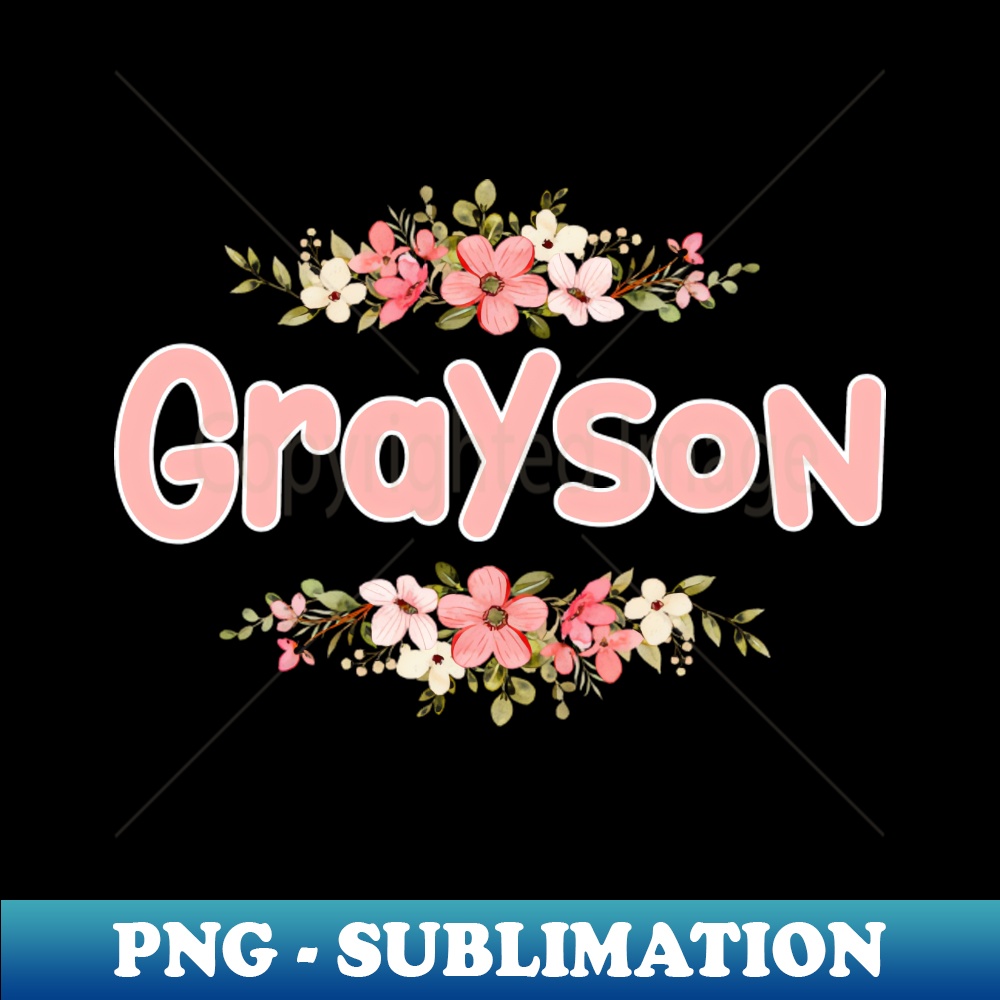 Flower Border Grayson Name Label - Unique Sublimation PNG Do | Inspire ...