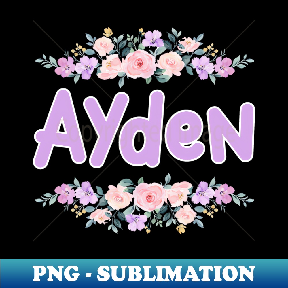 Purple Flower Ayden Name Label - Stylish Sublimation Digital | Inspire ...