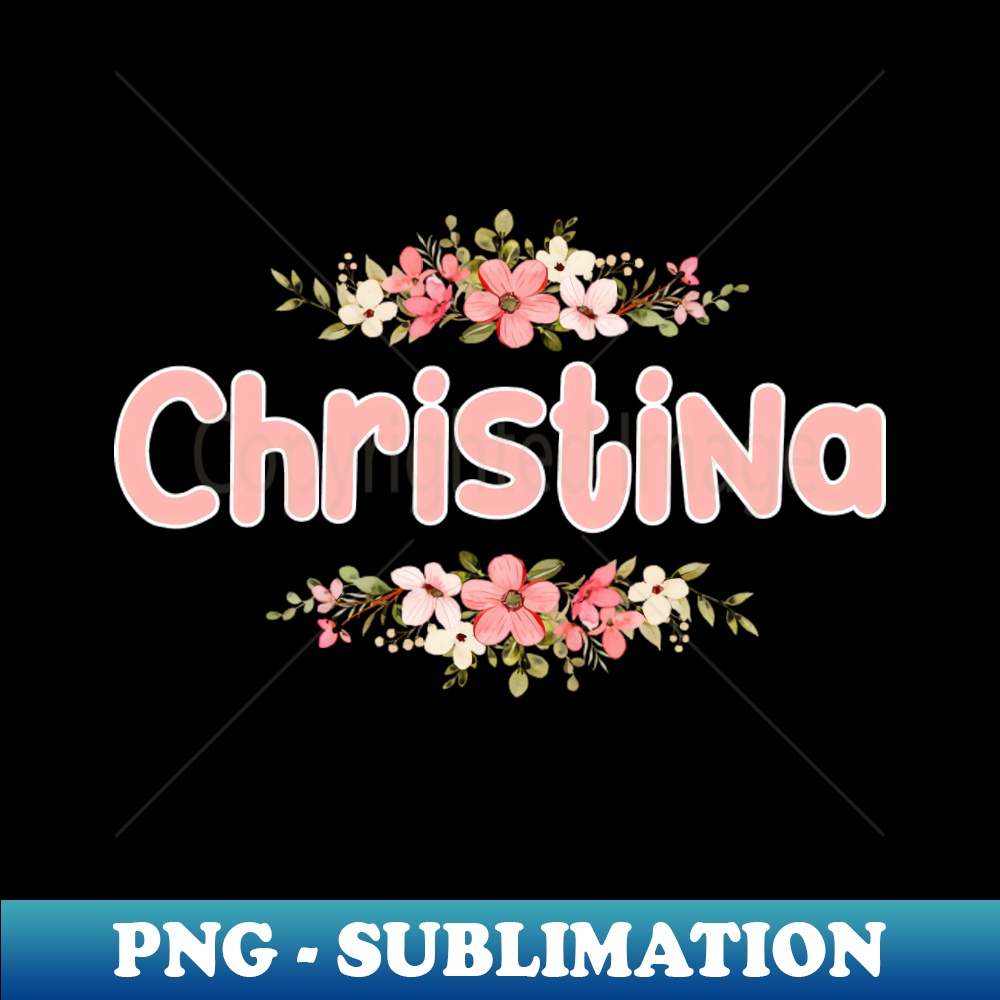 Flower Border Christina Name Label - Premium Sublimation Dig - Inspire ...