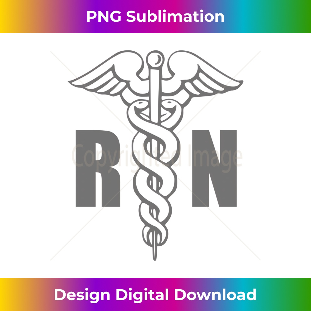 RN Nurse Medical Symbol Caduceus Nursing Grey Design Long Sl | Inspire ...