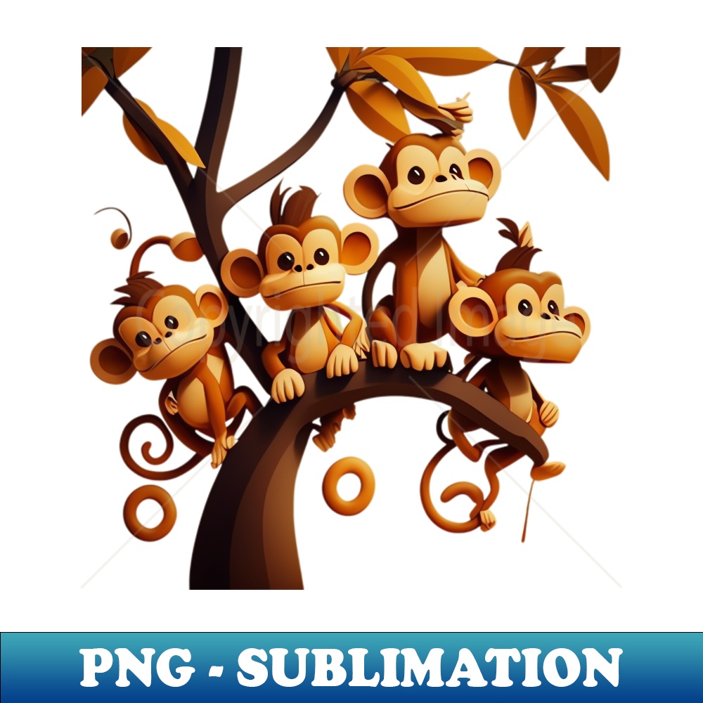 FOUR LITTLE MONKEYS IN A TREE - Sublimation-Ready PNG File - - Inspire ...