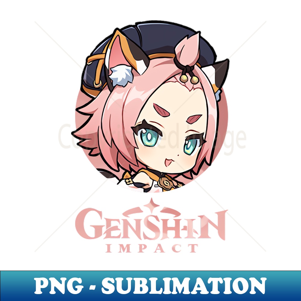 Diona Chibi Genshin Impact - Vintage Sublimation PNG Downloa | Inspire ...