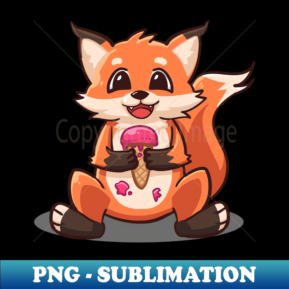 cute fox holding ice cream - Unique Sublimation PNG Download - Inspire ...