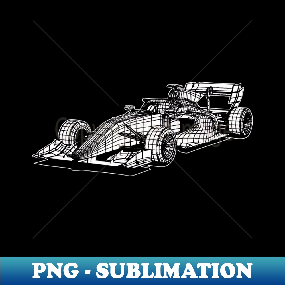 White Formula 3 Car Blueprint Sketch Art - Decorative Sublim | Inspire Uplift