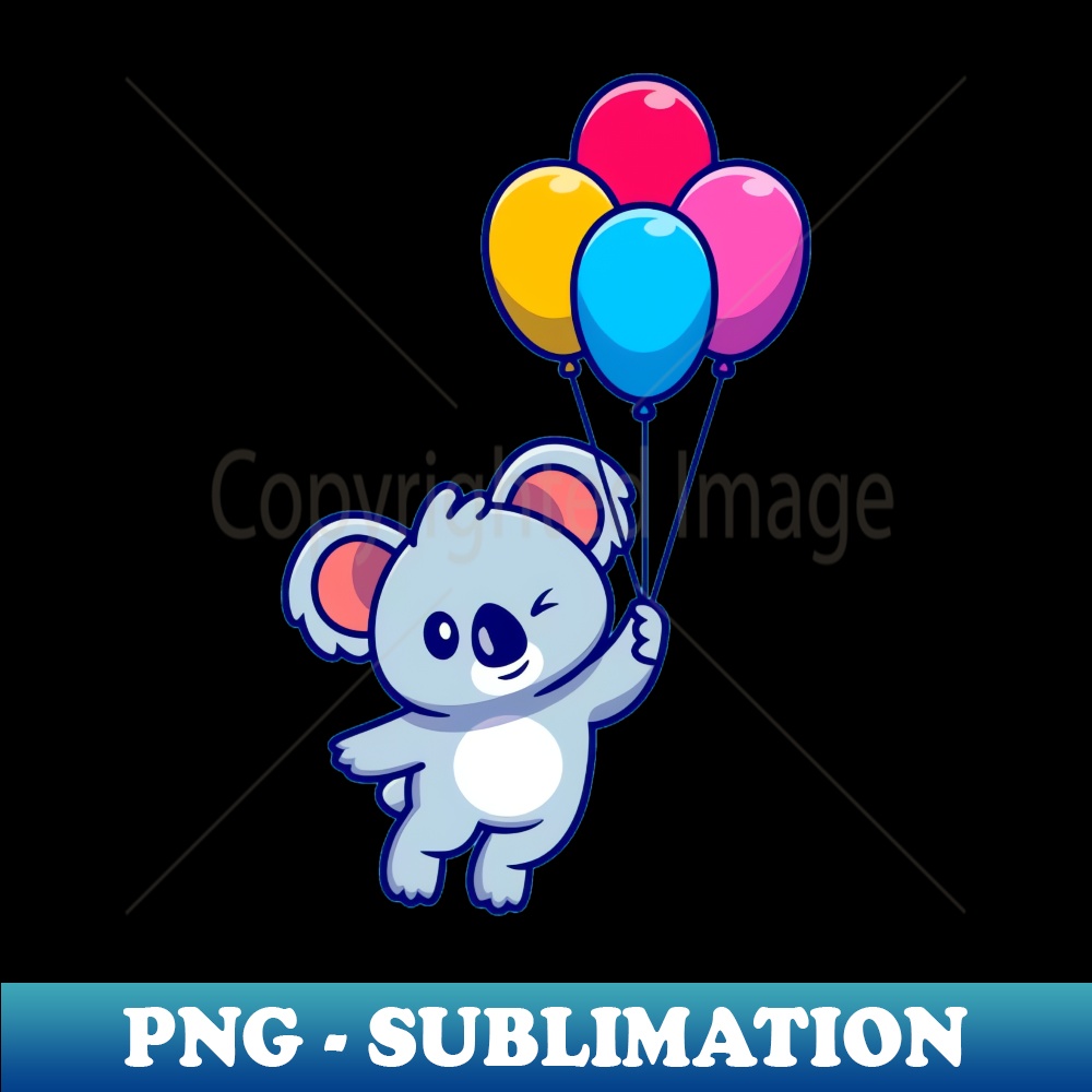 Cute koala floating with balloon - PNG Transparent Sublimati - Inspire ...