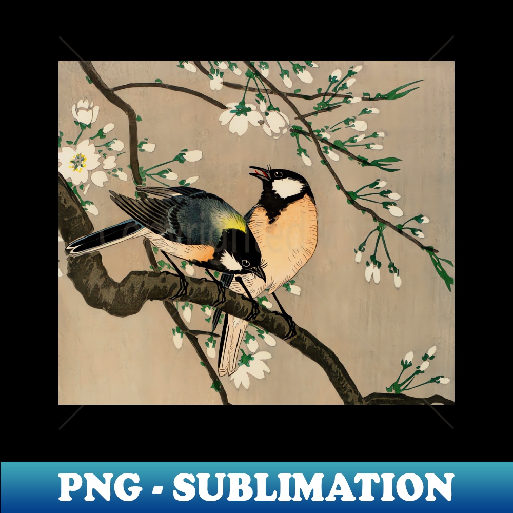 Birds on Cherry Branch - Premium PNG Sublimation File - Fash | Inspire ...