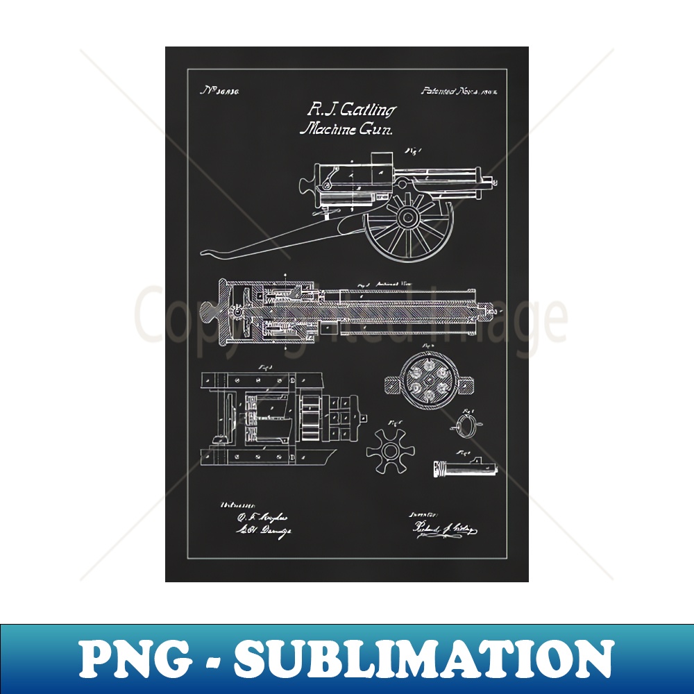 Gatling Gun Patent - 1862 Machine gun - P - Vintage Sublimat - Inspire ...