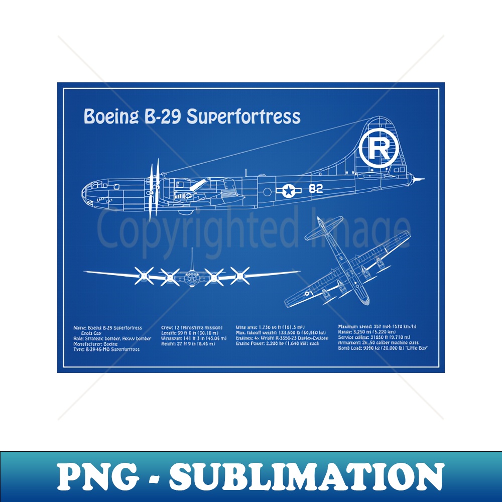 Boeing B-29 Superfortress Enola Gay - Airplane Blueprint - A - Inspire ...