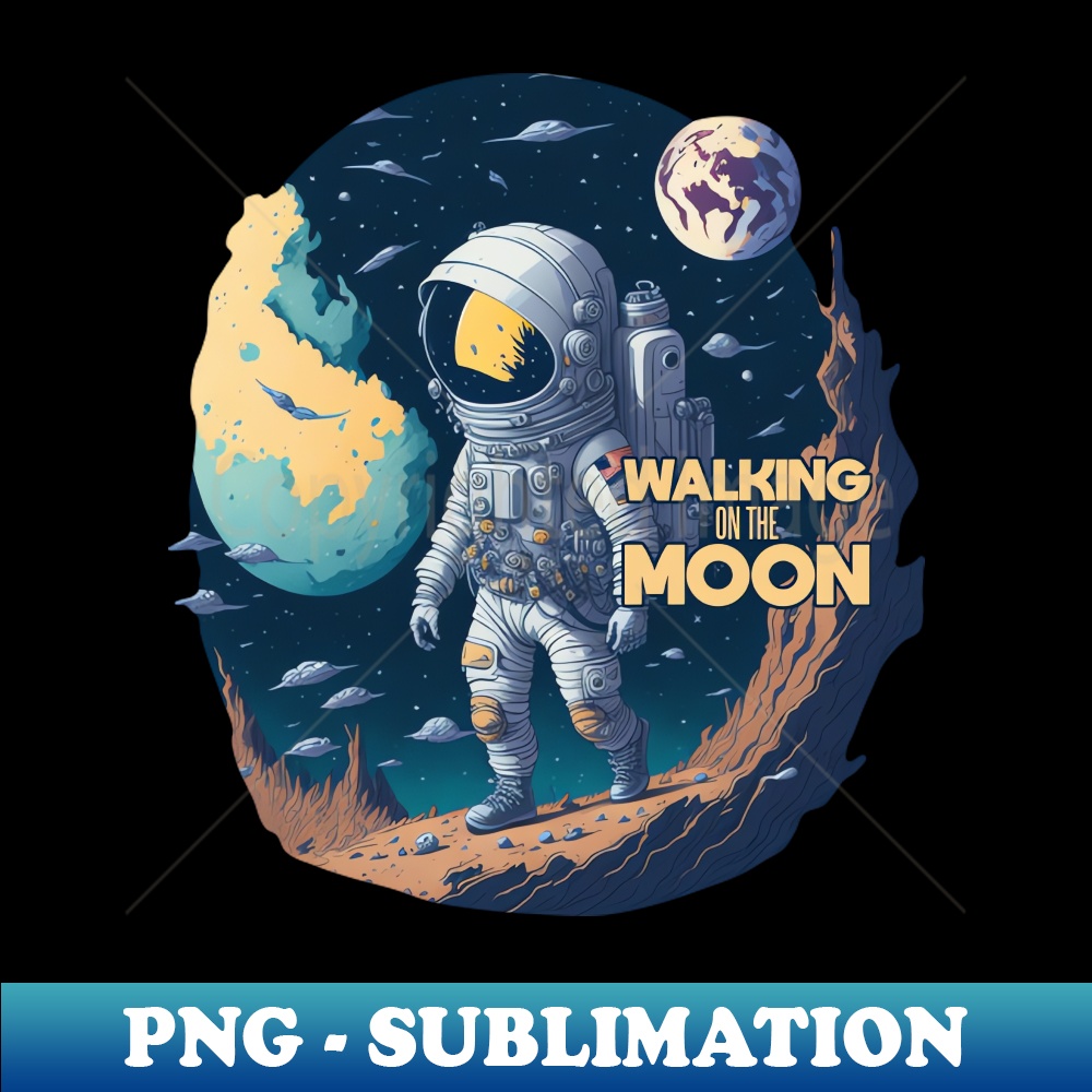 Astronaut Walking On The Moon Space Travel Theme Design - Hi | Inspire ...
