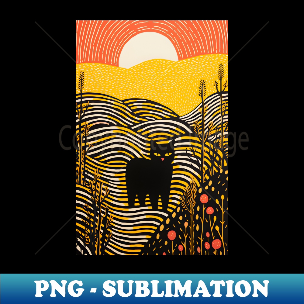 Riso-graphic Cats Joyful Field - High-Resolution PNG Sublima | Inspire ...