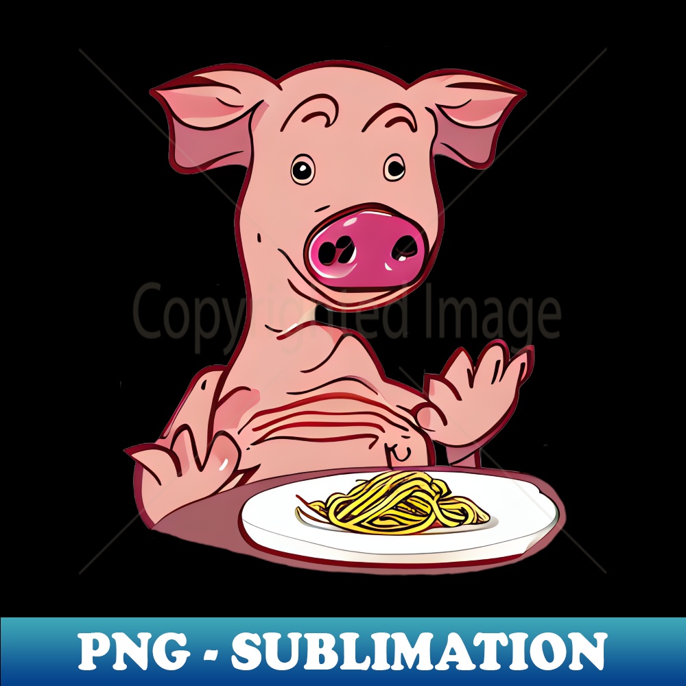 Pig Eating Spaghetti Noodles Cute Kawaii Pig Funny Pig Eatin - Inspire ...