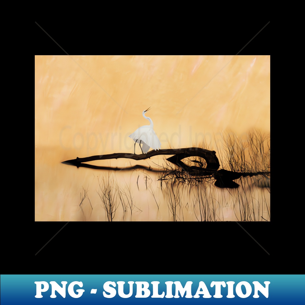 Great White Egret on Golden Pond - Elegant Sublimation PNG D | Inspire ...