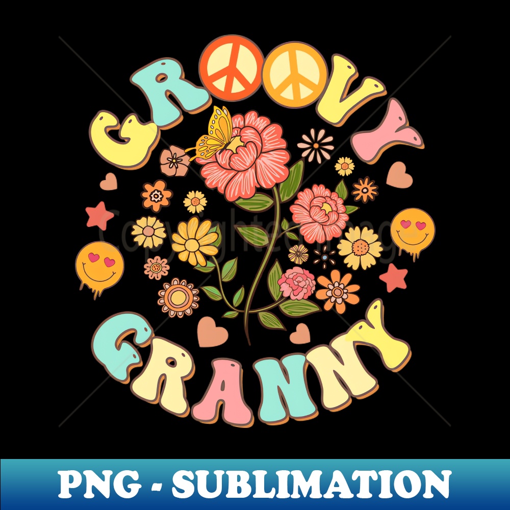 Hippie Groovy Granny Matching Family Flower - PNG Transparen - Inspire ...