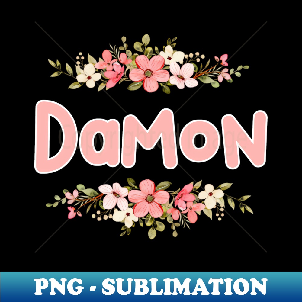 Flower Border Damon Name Label - PNG Transparent Sublimation | Inspire ...