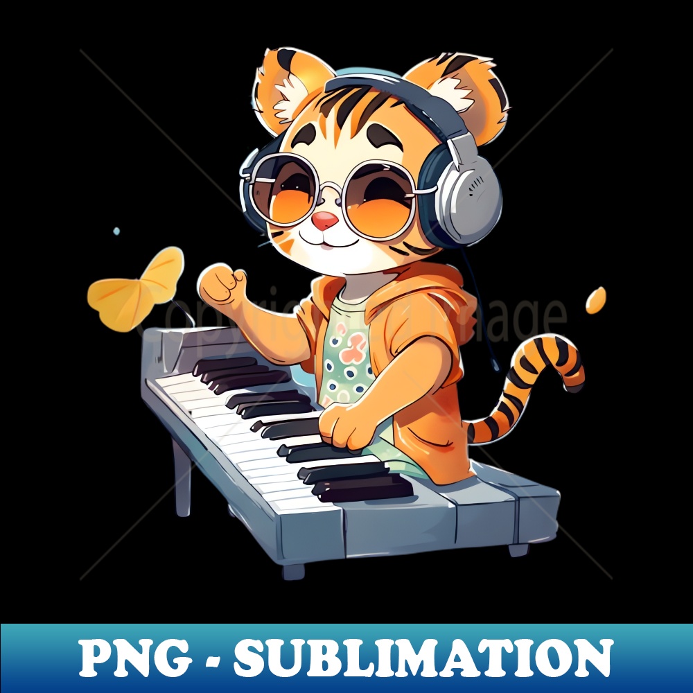 Cute Baby Tiger plays Piano - Pion Lover - Artistic Sublimat | Inspire ...
