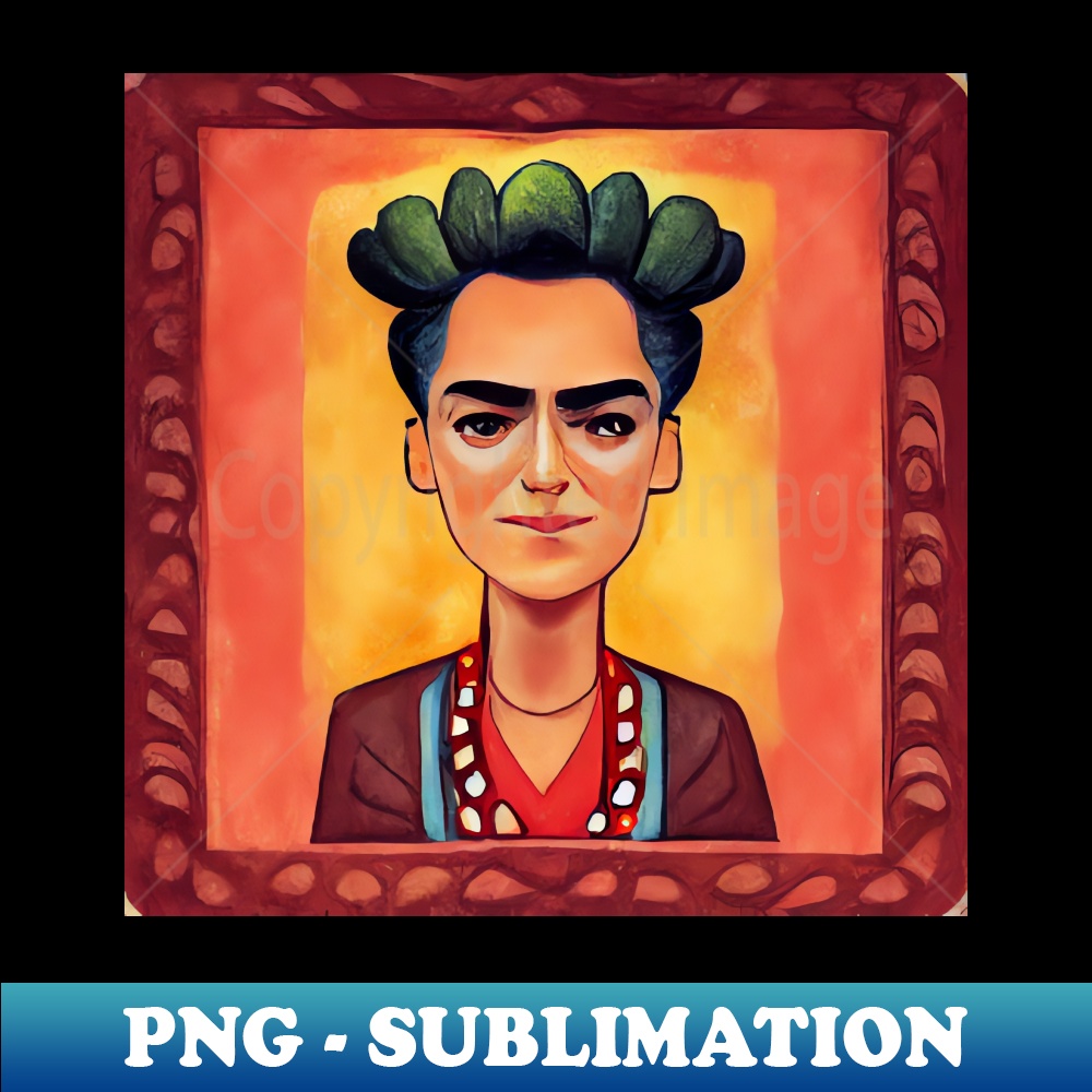 Frida Kahlo Portrait Cartoon - Creative Sublimation PNG Down | Inspire ...