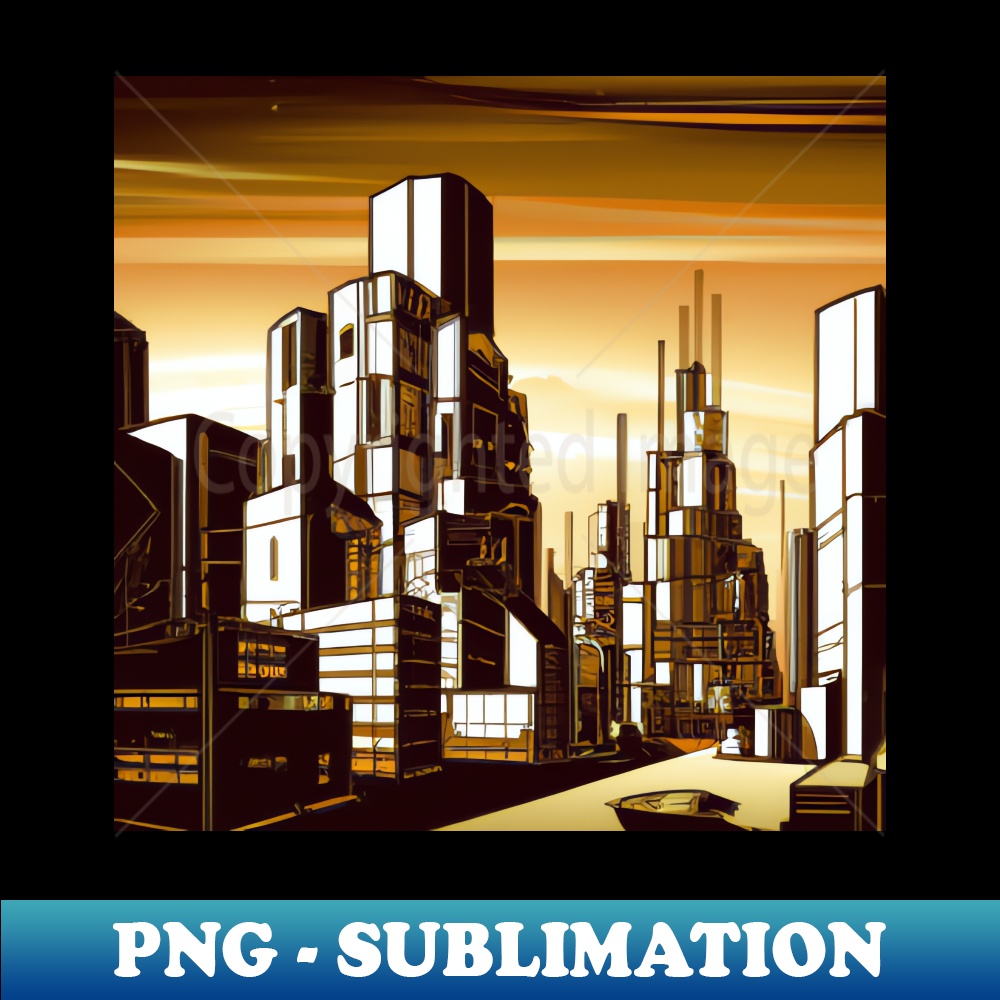 Retro futuristic City - PNG Transparent Sublimation Design - - Inspire ...